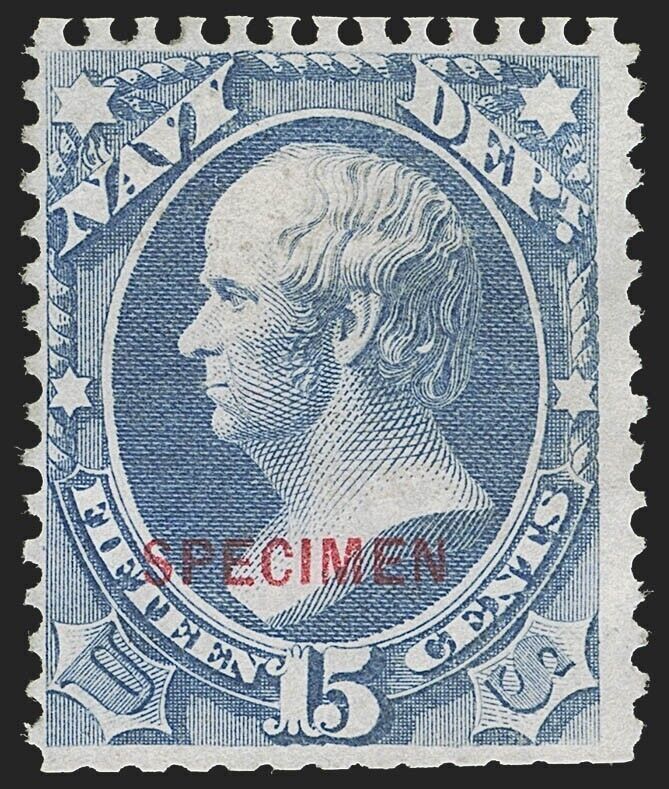 US Stamps #O42S Navy 15c Official Specimen CAT. $1,750 LOT #80572 ...