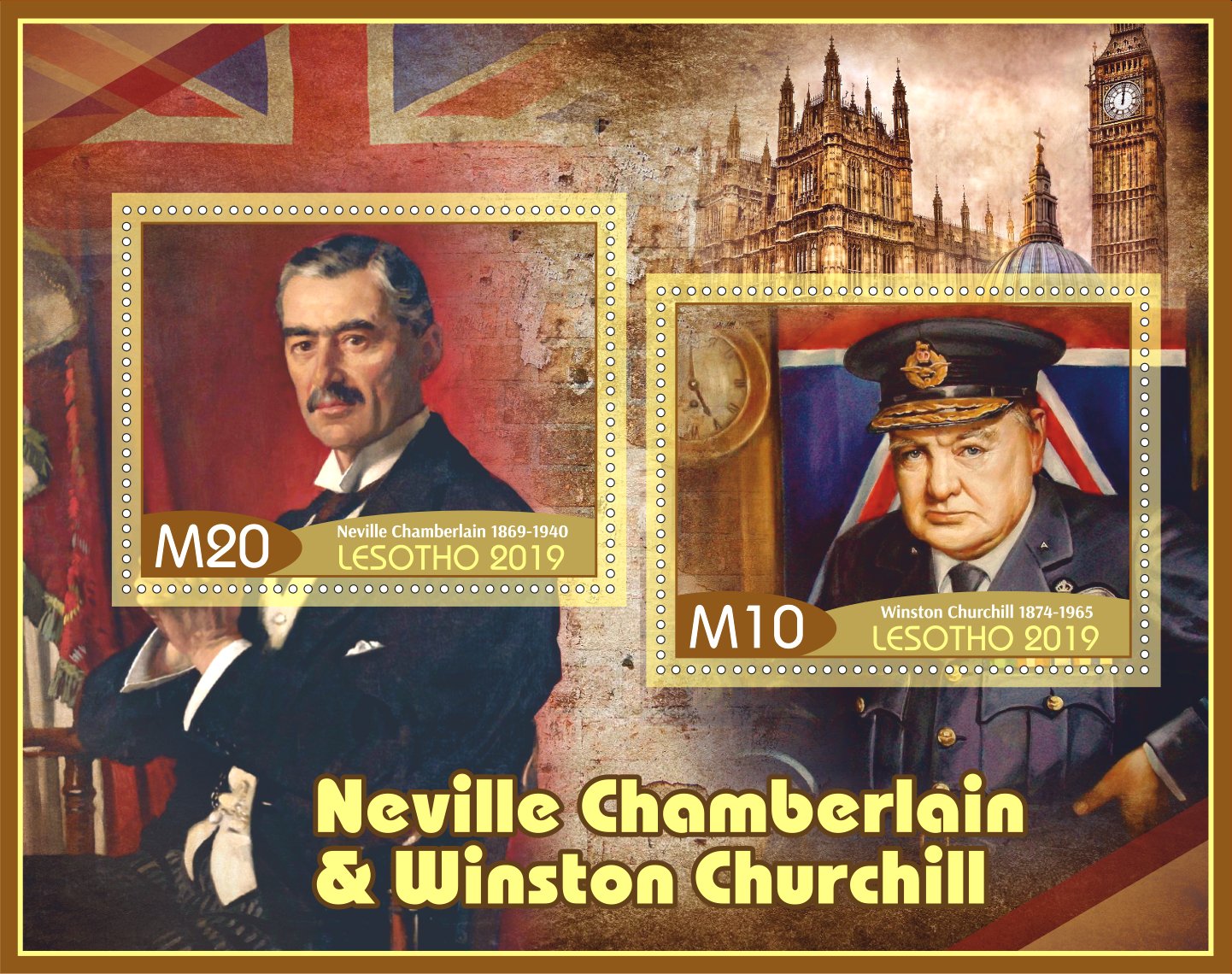 Stamps. Famous people. Winston Churchill 2019 1+1 sheets perforated ...