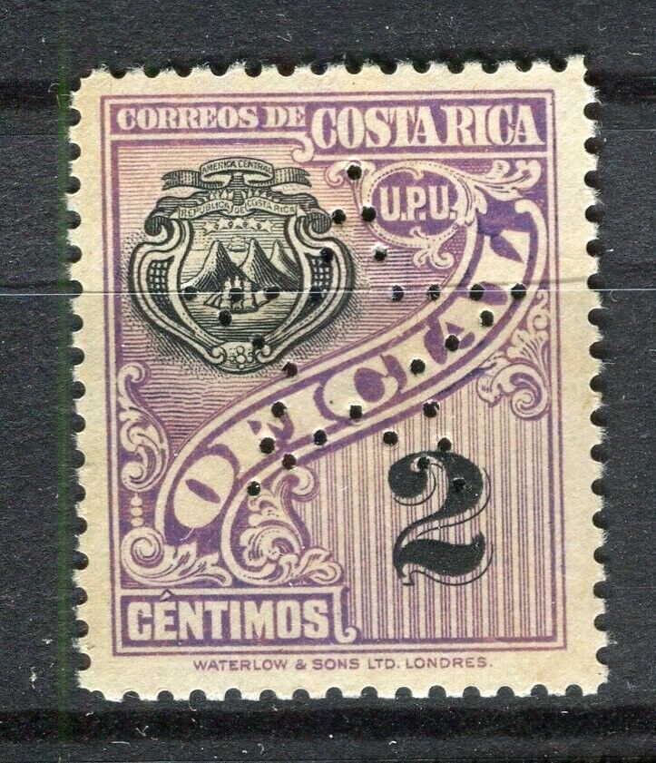 COSTA RICA; 1937 early OFFICIAL Coat of Arms issue fine used 2c. value ...
