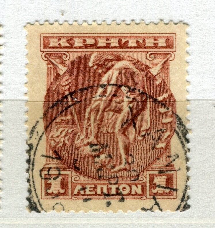 GREECE; CRETE early 1900s fine used 1l. Pictorial issue + fair Postmark ...