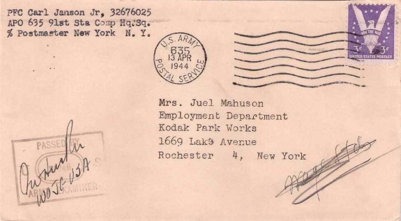 United States A.P.O.'s 3c Win the War 1944 U.S. Army, Postal Service A ...