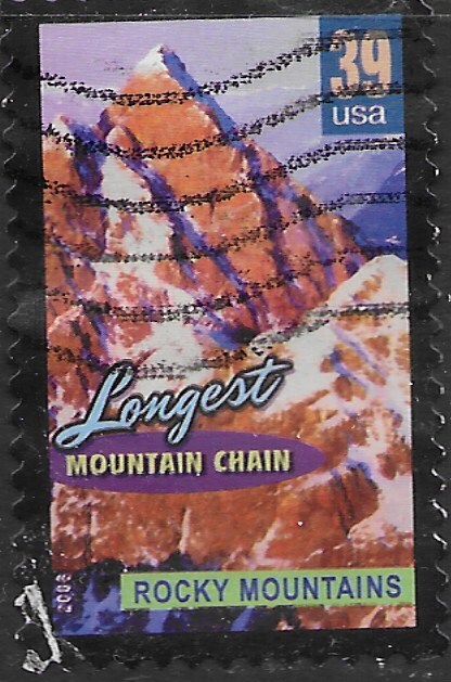 US #4062 used. Wonders of America. Longest Mountain Chain - Rocky ...