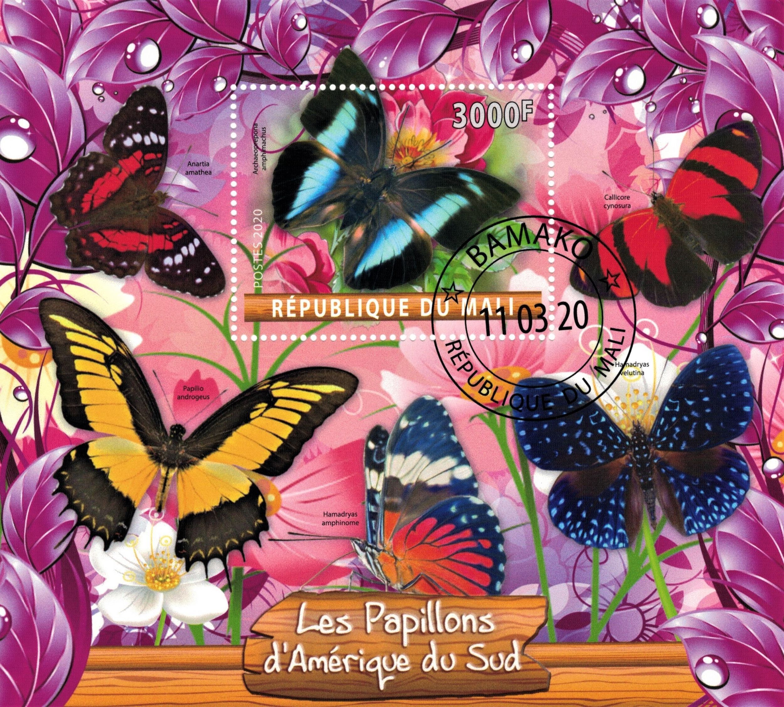 MALI 2020 - Butterflies of South America / complete set (sheet+block ...