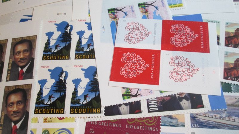 Discount Postage 124x Forever US Postage Stamps in 31x Plate blocks ...