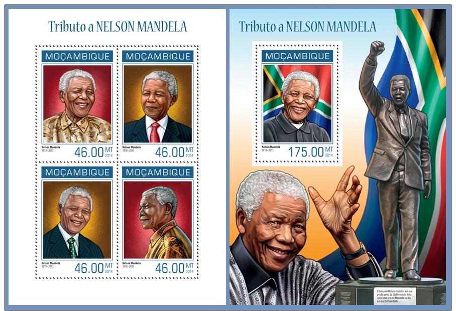 MOZAMBIQUE 2014 2 SHEETS m14127ab NELSON MANDELA NOBEL PRIZE / HipStamp