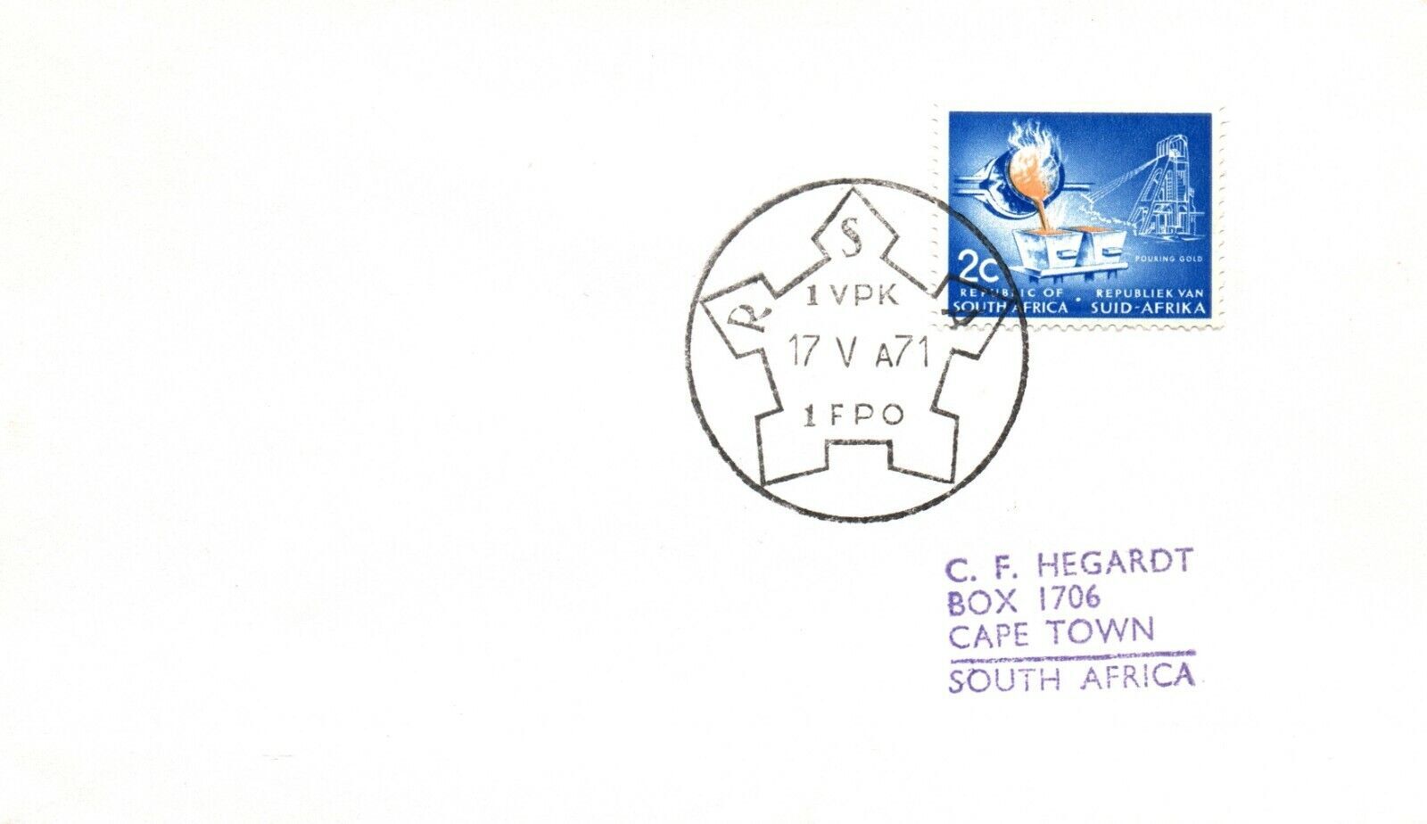 South Africa Definitive Series 2c Gold Smelter First DAY of Issue at ...