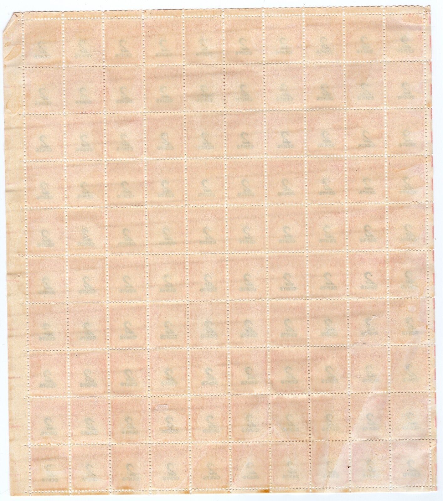 Scott #J90 Postage Due Sheet of 100 Stamps - Damaged | United States ...