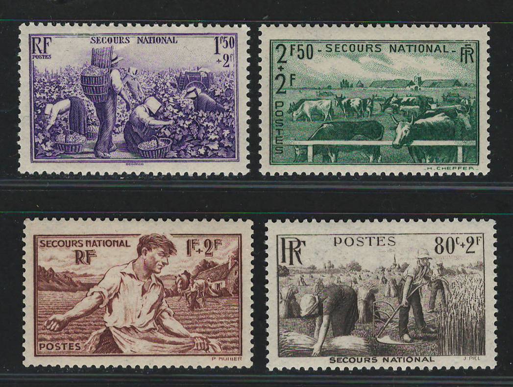 FRANCE 1940 V.F. MH Semi Postal-Stamps Set Scott # B104-7 CV 13.75 ...