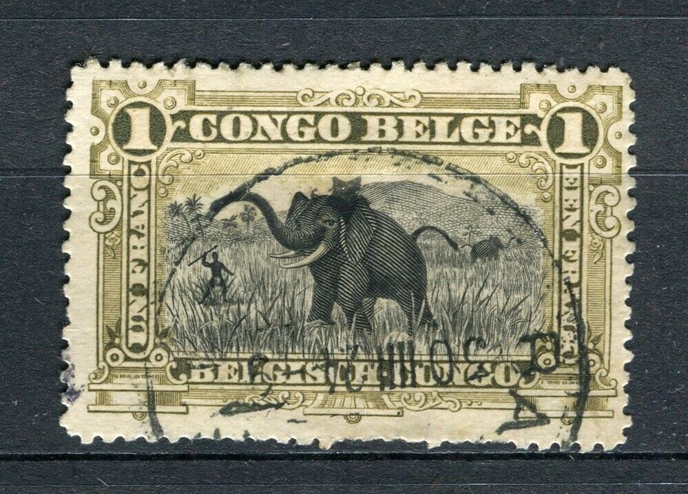 BELGIUM CONGO; Early 1900s classic Pictorial issue used 1Fr. value ...