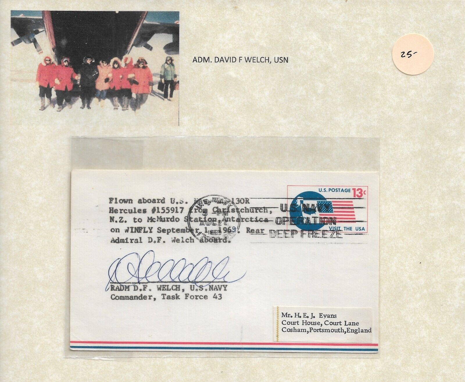 1969 Adm David Welch, USN Task Force 43 to Portsmouth, England (54460 ...