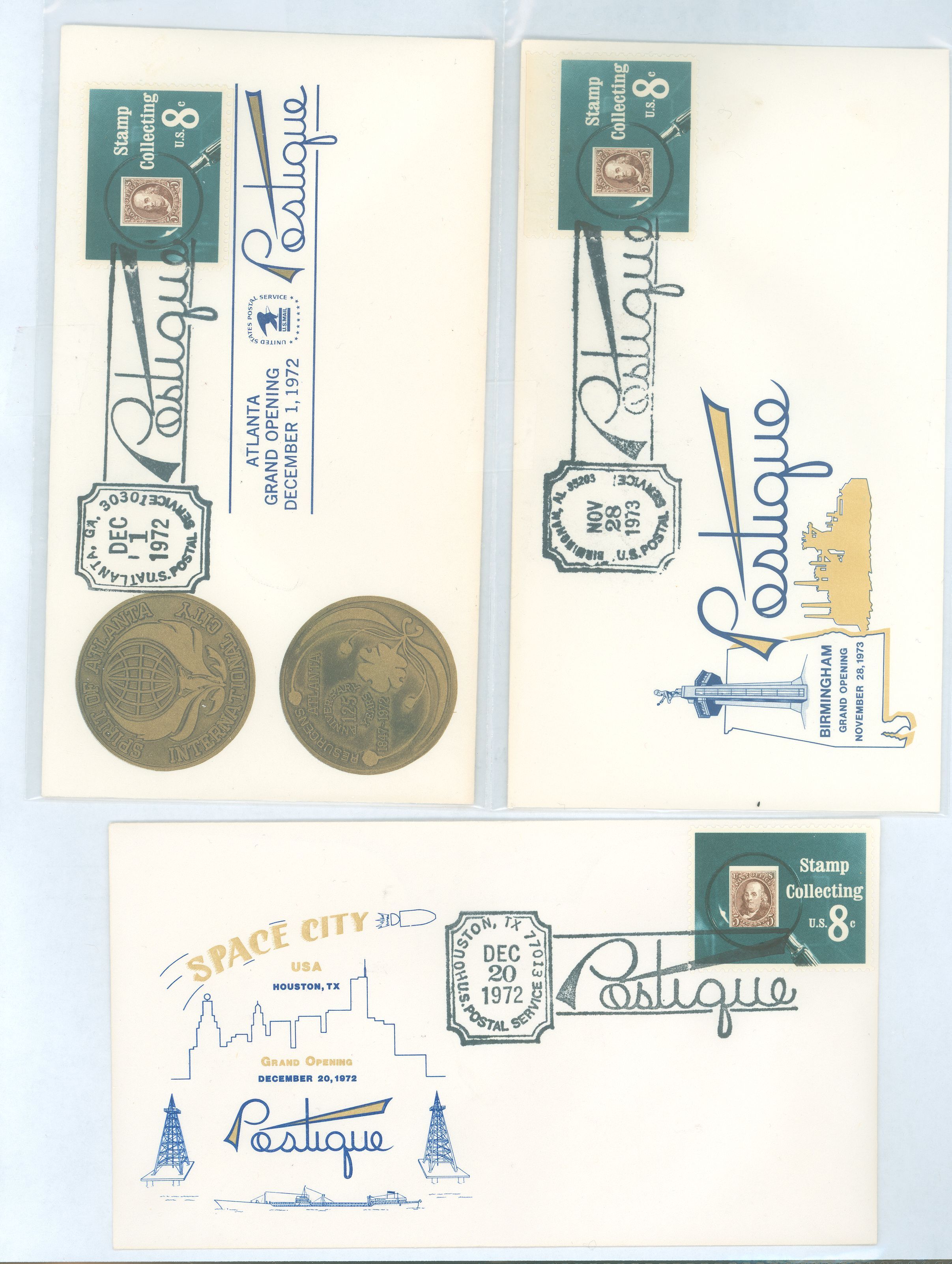 US 1474 3 postique fdcs, atlanta, birmingham, houston | United States ...