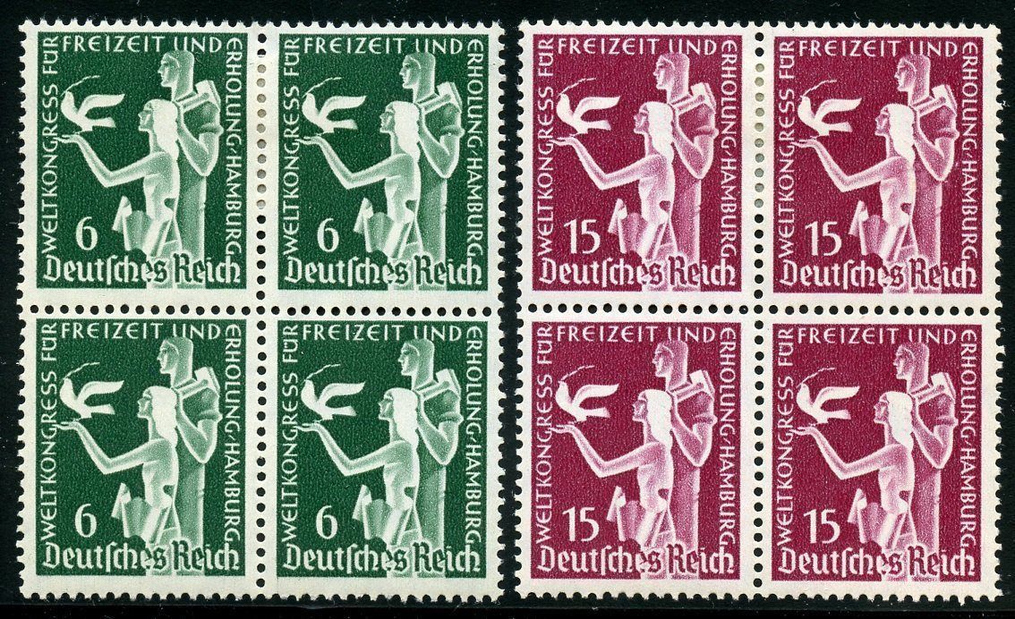GERMANY DEUTSCHES REICH SCOTT#477/78 BLOCKS 2 STAMPS NH & 2 HINGED MINT ...