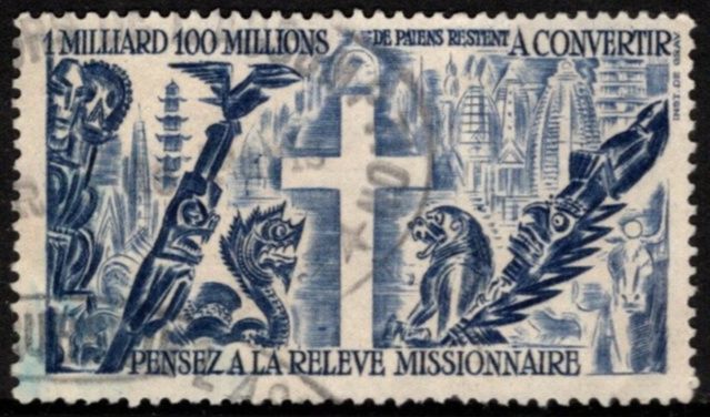 Vintage France Poster Stamp Paiens Remained To Convert Think Missionary ...
