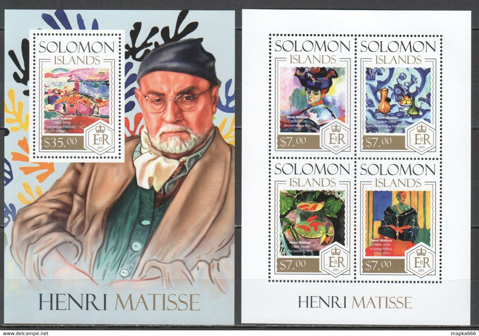 2013 Solomon Islands Henri Matisse Art Paintings #2267-71 1+1 ** Ls152 ...