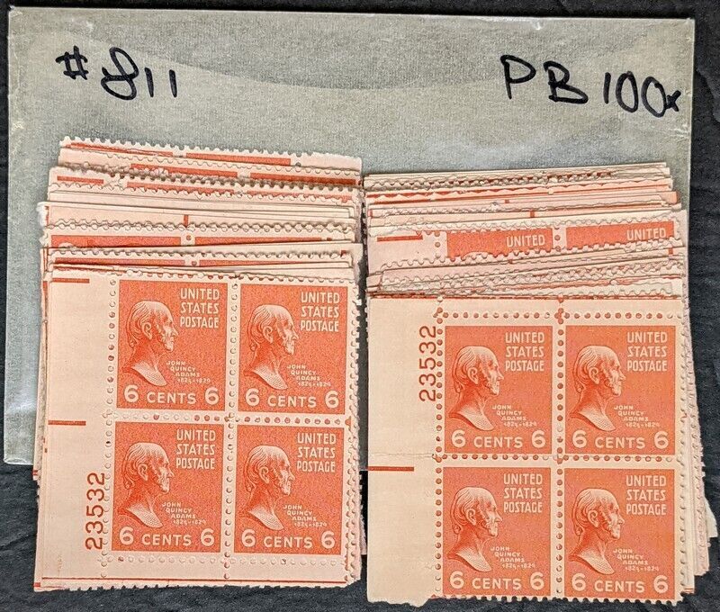 USA 1938 Scott #811. 100 Plate Blocks. All appear Very Fine, MNH ...