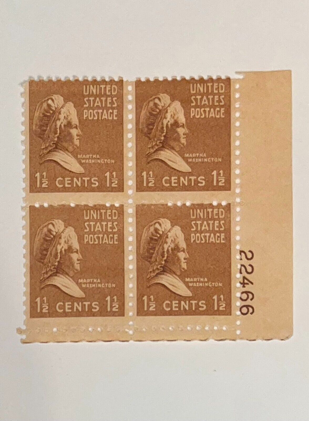 #805 United States Plate Number Block - Martha Washington MNH OG 1938 ...