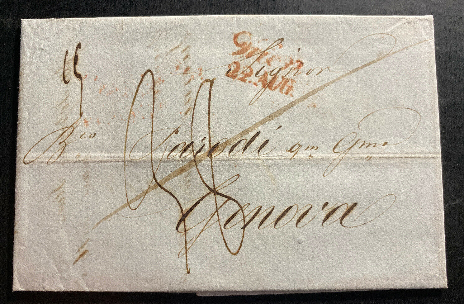 1838 Vienna Austria Stampless Letter Cover To Genova Italy B | Europe ...