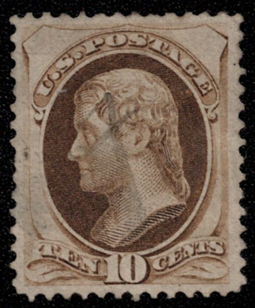 US #187 VF, faintly canceled, a very nice stamp, fresh, pressed crease ...