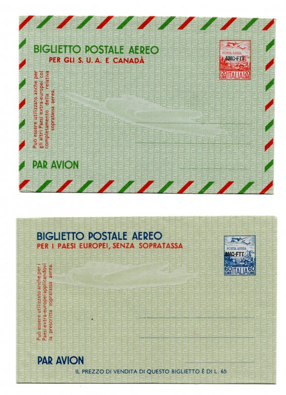Trieste A - "Airplane" Aerogramme Lire 60 and 120 n. A1 / A2 | Europe ...