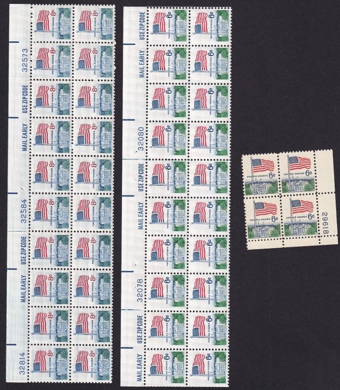 Scott #1338 1338D 1338F Flag Over White House Plate Block of 20 Stamps ...
