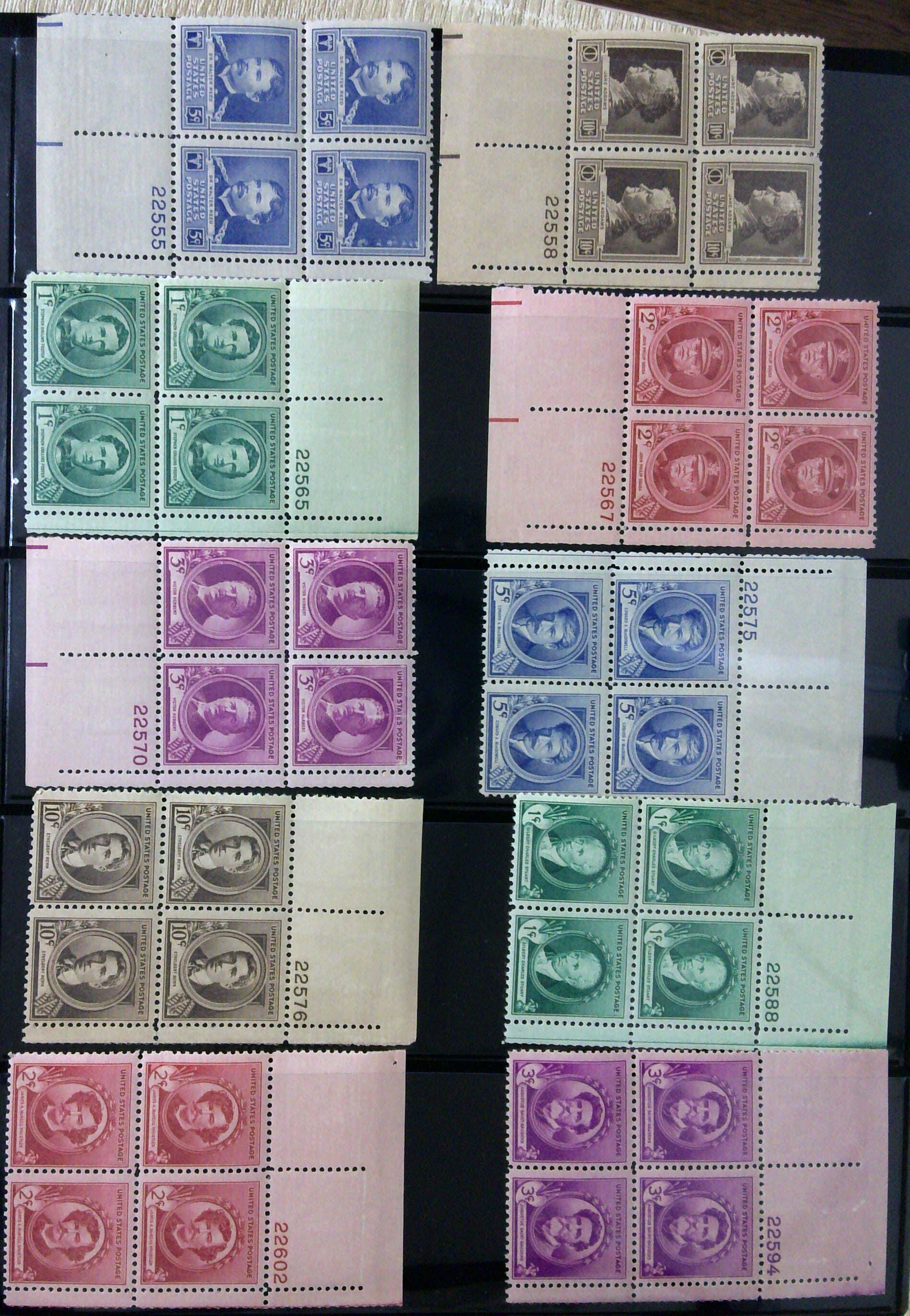 Scott #859-893 - P# Blocks of 4 - Set - Mixed OG & MNH - 1940 | United ...