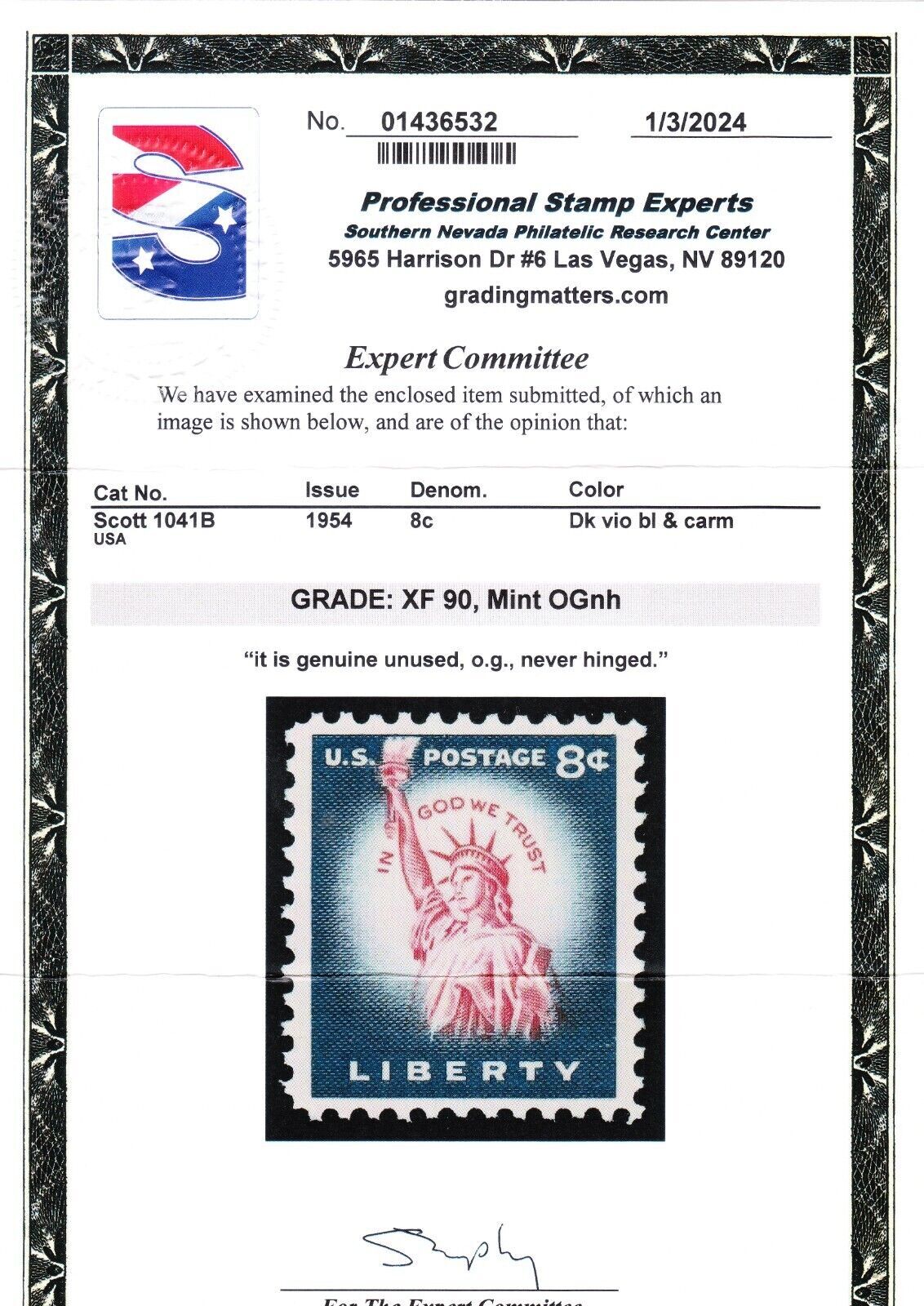 MOstamps - US #1041B Mint OG NH Grade 90 with PSE Cert - Lot # MO-4795 ...