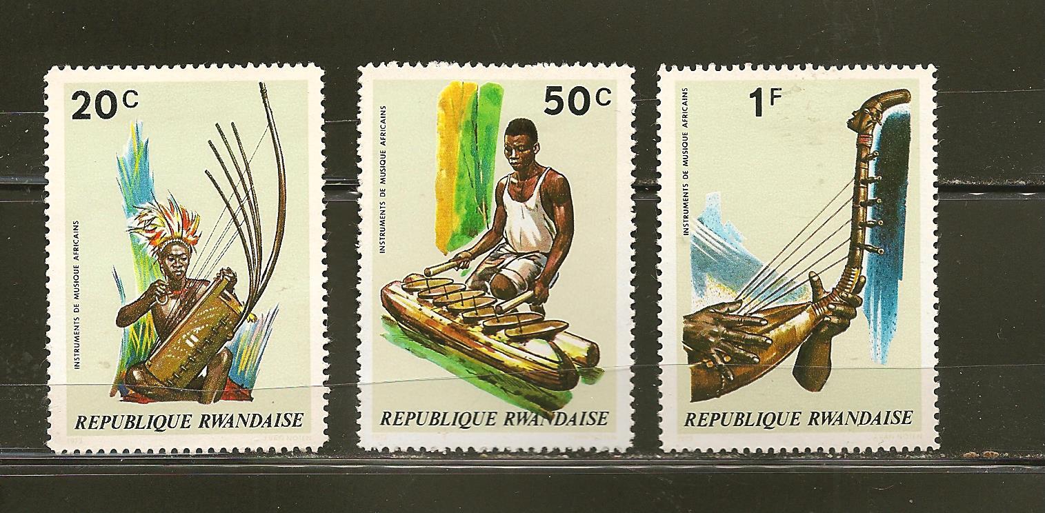 Rwanda SC#515 517 &518 Music Instruments Mint Hinged | Africa - Rwanda ...