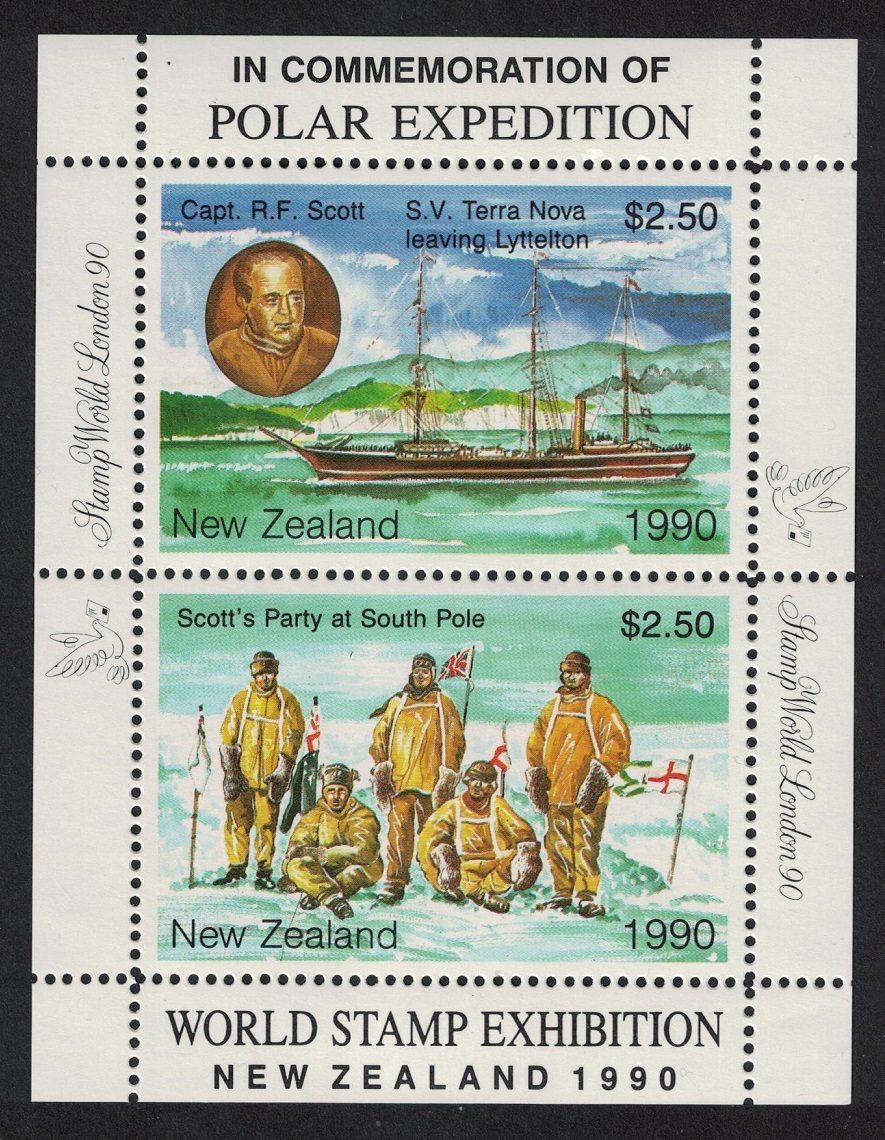 New Zealand Polar Expedition MS World Stamp Exhibition 1990 MNH ...