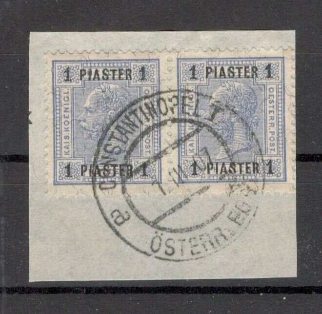 Austria-Turkey-Levant-Fragment-Constantinople Postmark-Two Stamps 1 ...