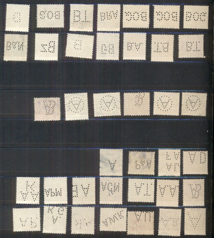 DENMARK PERFIN COLLECTION - over 200 stamps PLUS Reprint A-Z Perfin ...