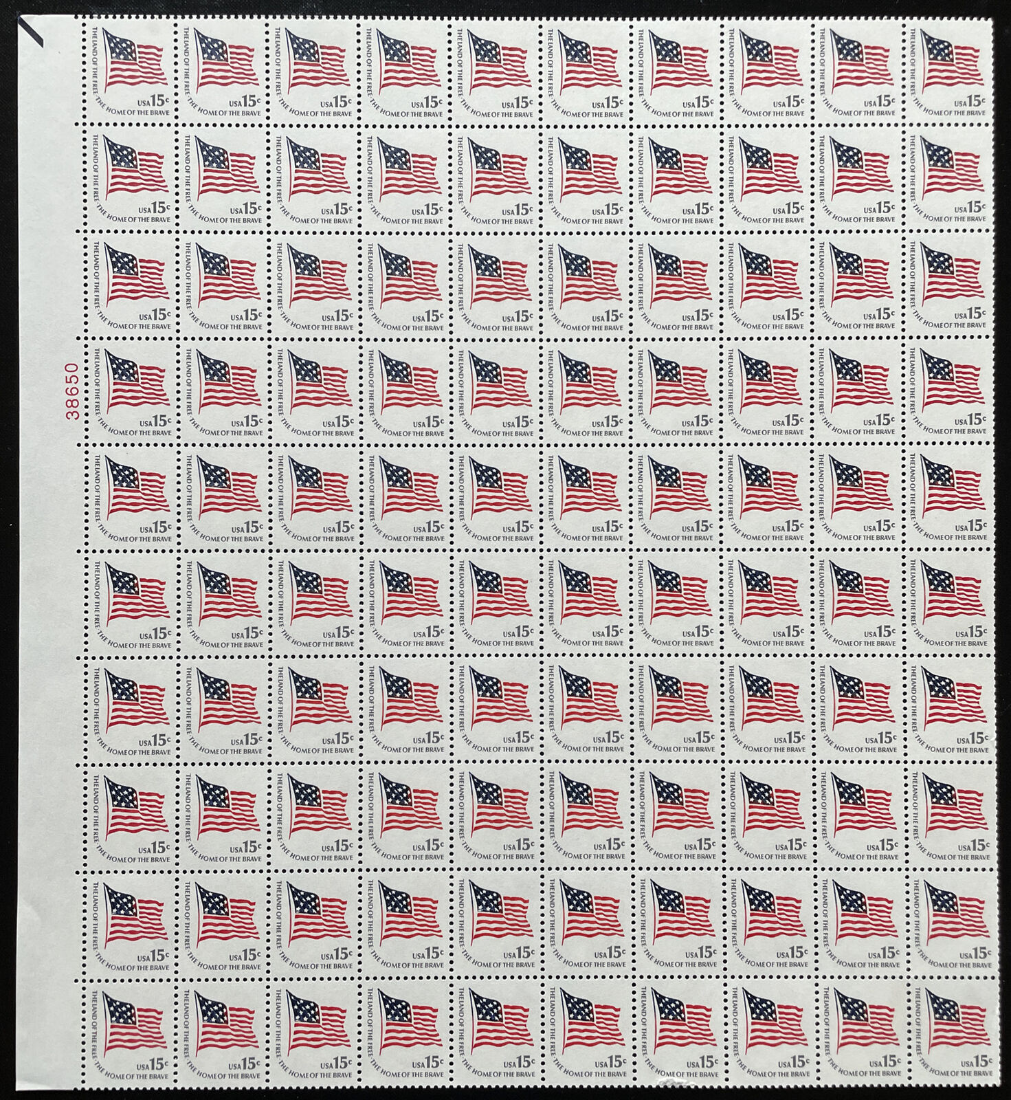 Scott 1597 FORT McHENRY FLAG Sheet of 100 US 15¢ Stamps MNH 1978 ...