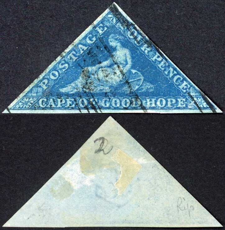 Cape of Good Hope SG2 4d deep blue on Blued Paper Cat 300 pounds ...