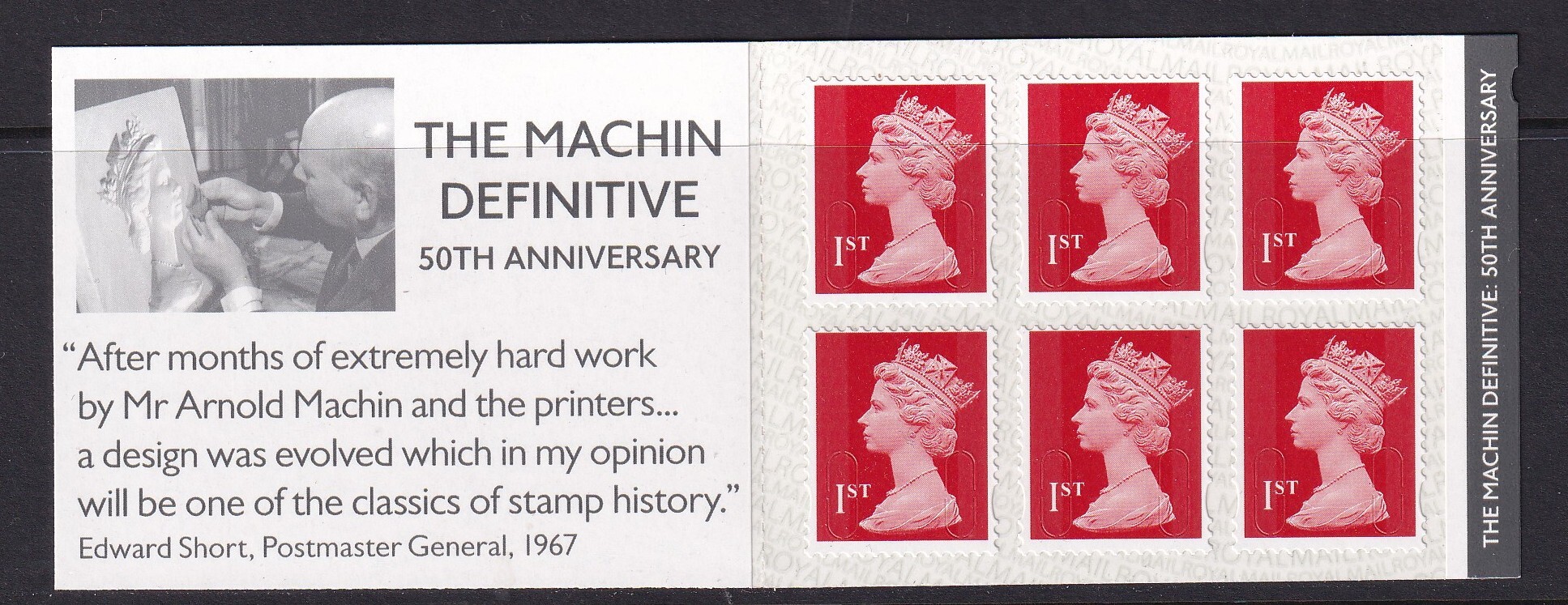 GB 2017 Machin Definitive Anniversary 6 X 1st Class Stamp Book Cylinder ...