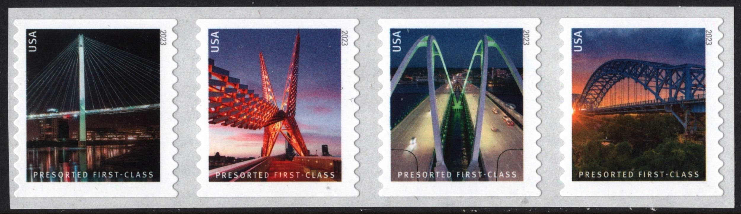 SC#5808-11 (Presorted First Class) Bridges Coil Strip of Four (2023) SA ...