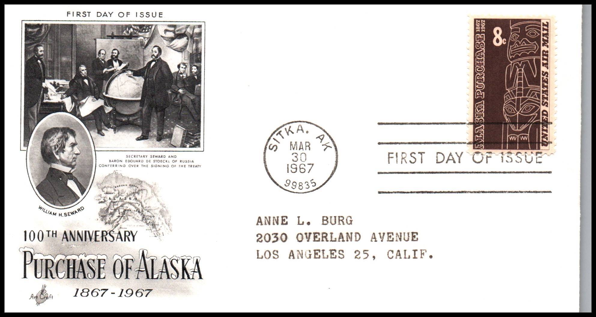 US C70 Alaska Purchase Artcraft Typed FDC | United States, Air Mail ...