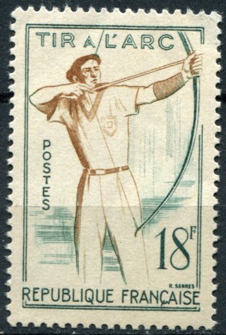 France Sc#885 MNH, 18f dp bl grn & lt brn, Traditional Games (1958 ...