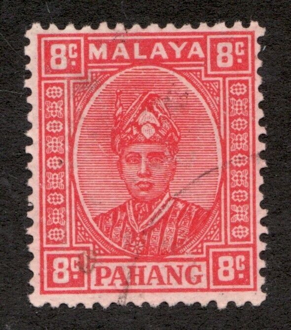 1941 Malaya Pahang Sc# 34A - 8¢ Sultan Abu Bakar - Used stamp Cv$60 ...