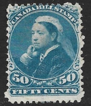 Canada 1868 QV 50c Blue Bill Stamp Revenue VDM. Fb51 Used | Canada ...