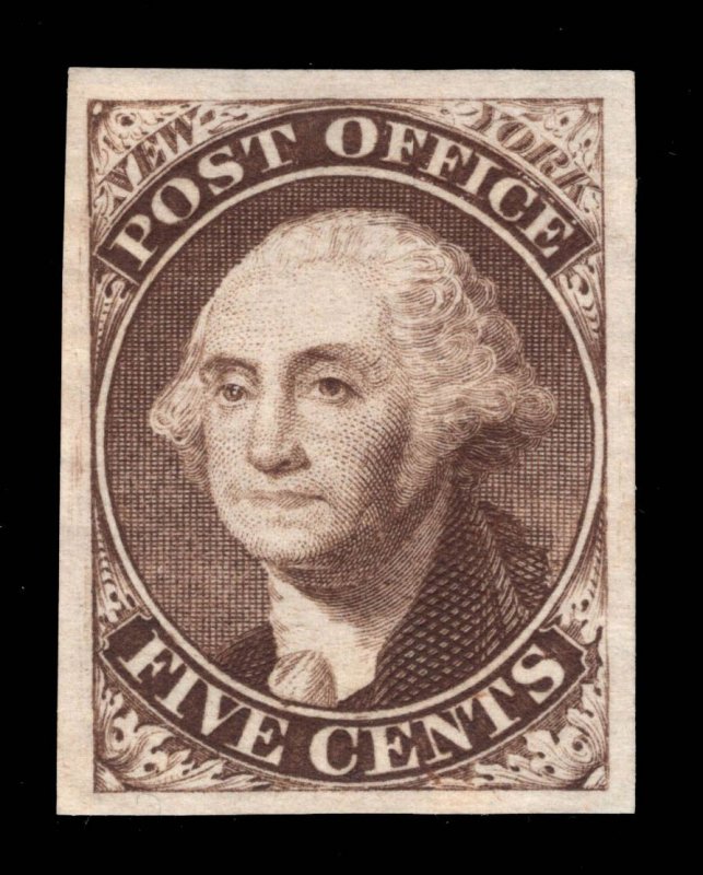 US Stamps #9X1Tc Trial Color Brown Proof on India XF $600 LOT #393 ...