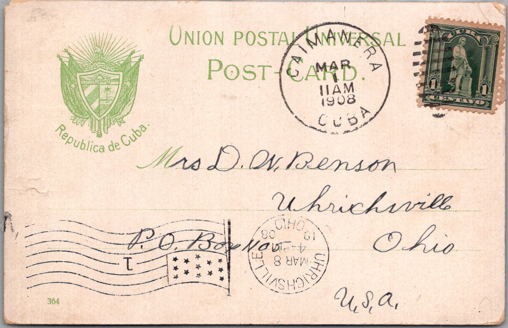 Cuba Yrs'1900-10 Issue Postal History Pictorial Postcard Canc Caimanera ...
