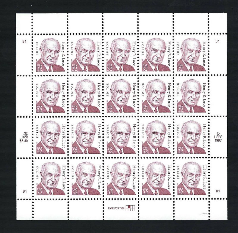 2935 Henry R. Luce FULL MINT SHEET BCV $19.50 | United States, General ...