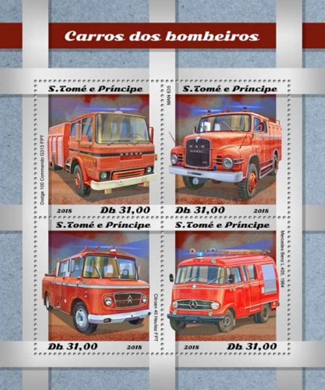 St Thomas - 2018 Fire Engines - 4 Stamp Sheet - ST18505a | Worldwide ...