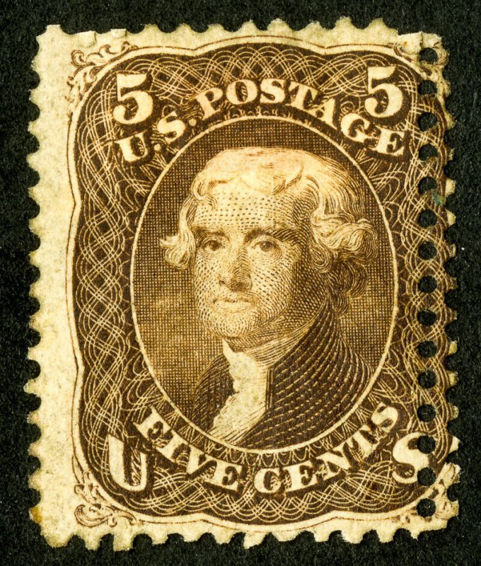US Stamps # 76 MH Fresh Error Row Of Perfs At Right Scott Value $1,350. ...