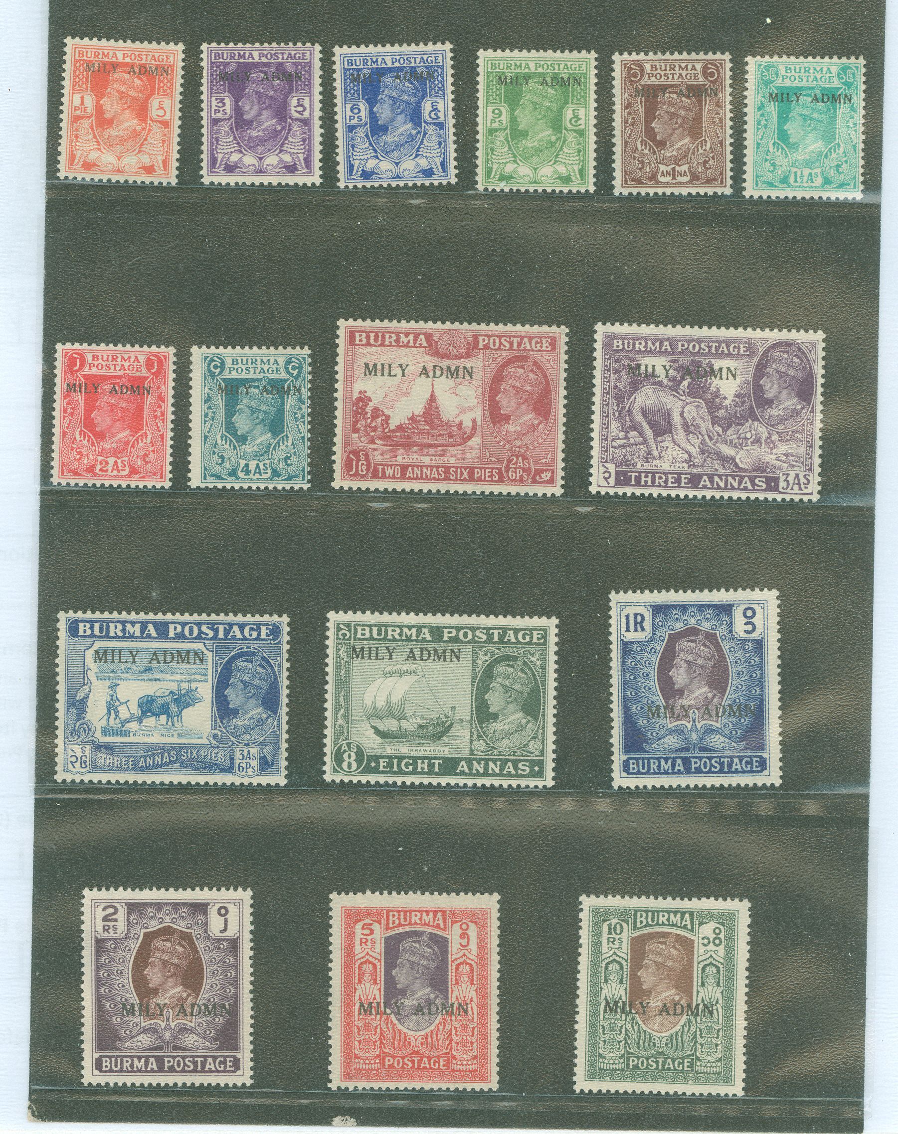 Burma (Myanmar) #35-50 Mint (NH) Single (Complete Set) (Military ...