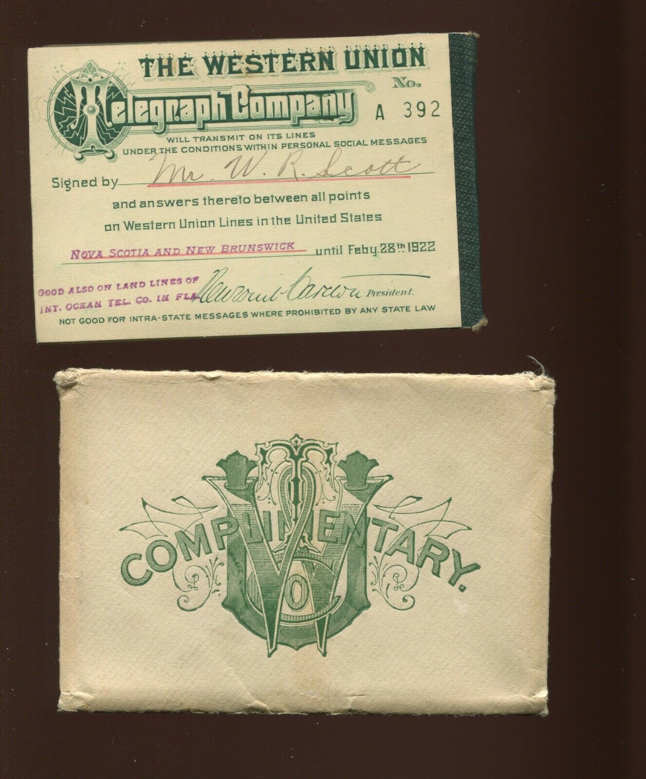 16T59-16T60 Western Union Telegraph Co. Complete Booklet of 28 Panes ...