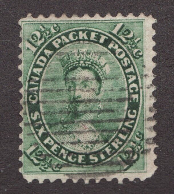 1859 Canada Sc #18 (yellow green) - 12½¢ Queen Victoria - Used Cv$150 ...