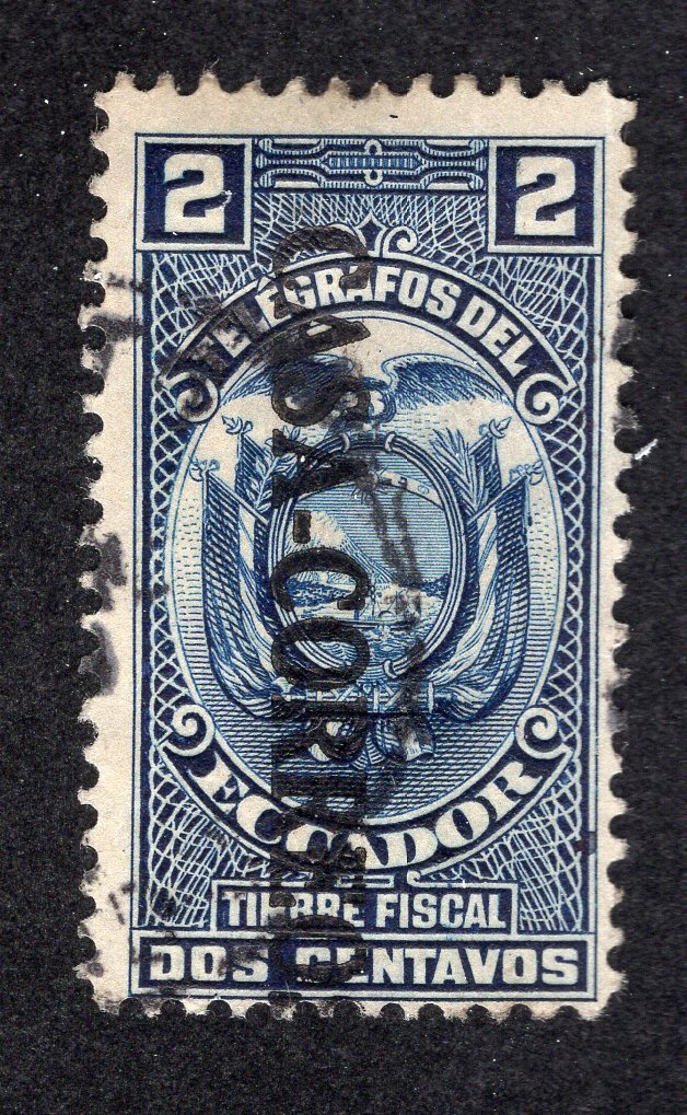Ecuador 1924 2c dark blue Postal Tax, Scott RA21 used, value = 35c ...