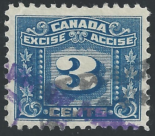 Canada 3c Excise Stamp | Canada, Back of Book (Other) Stamp / HipStamp
