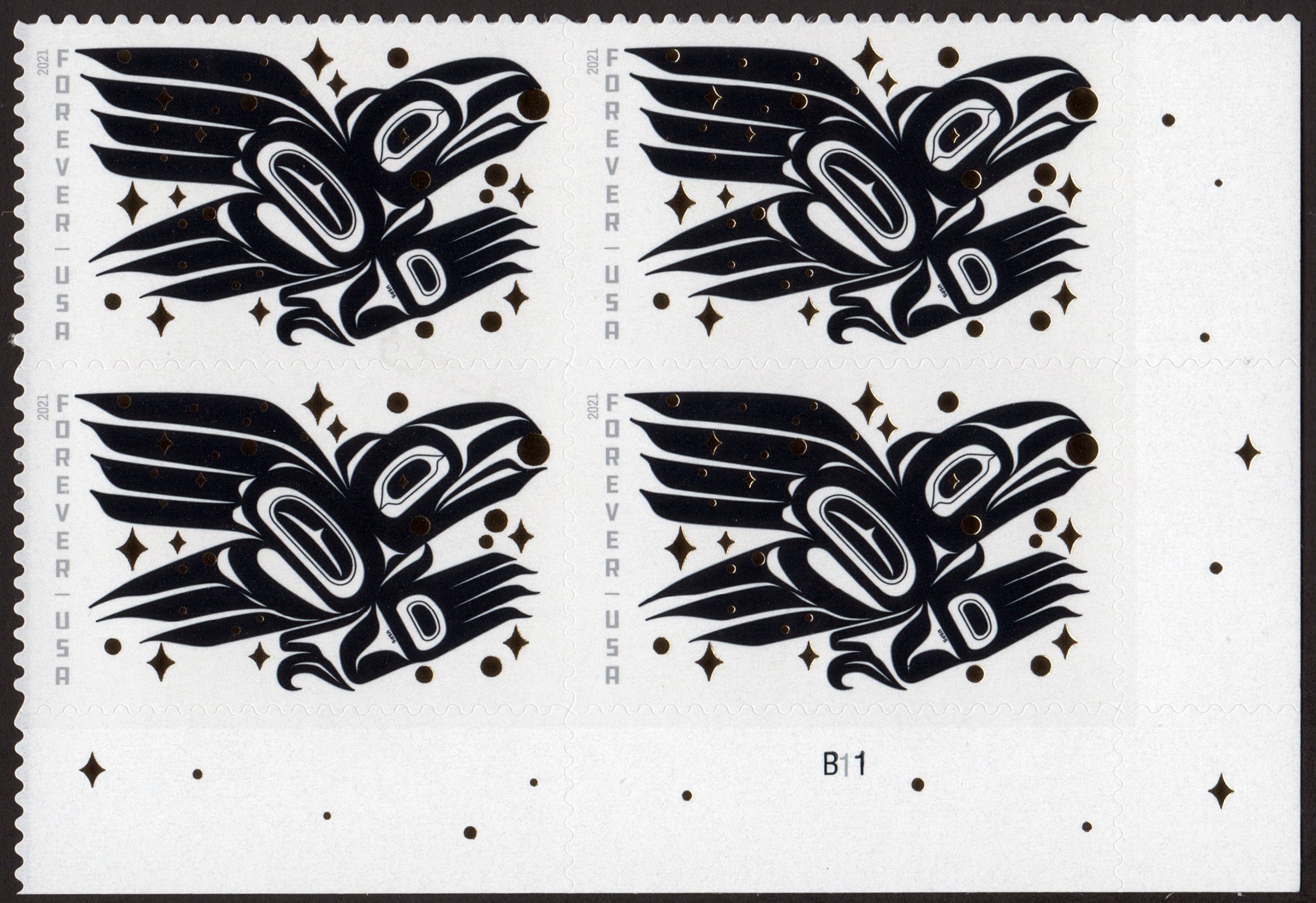 SC#5620 (55¢) Raven Story Plate Block: LR #B11 (2021) SA | United ...