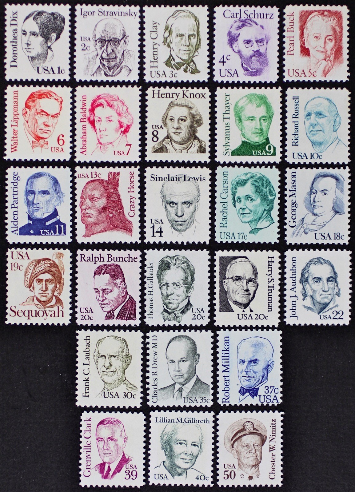 US #1844-69 Great Americans I, issued 1980-1985 set of 26 stamps Mint ...